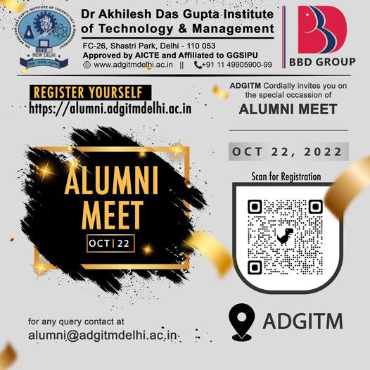 ADGITM, Delhi Organizing Grand Alumni Meet on OCT 22, 2022 - GGSIPU Times